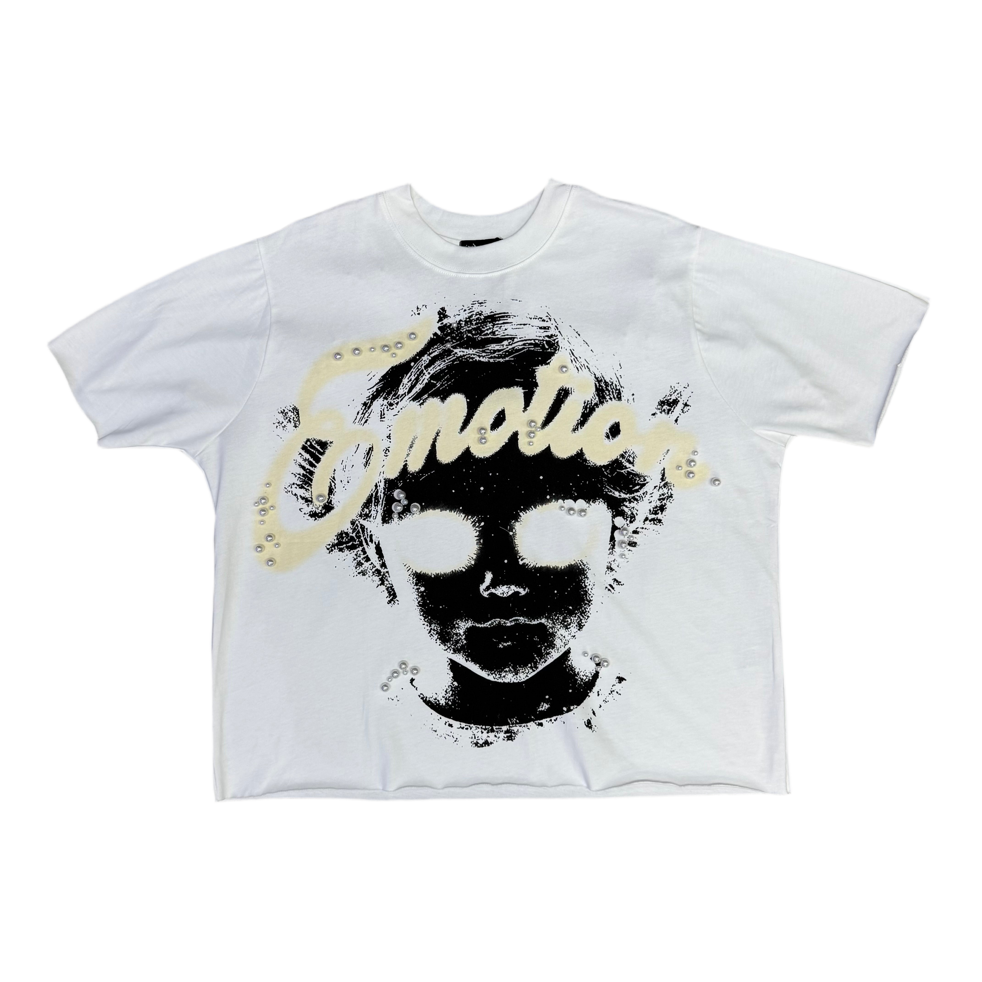 Mixed Emotion White Pearl Cropped Tee – KITSUNE HYPE DEPT
