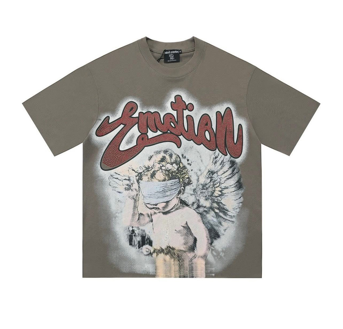 MIXED EMOTION CROPPED BLINDED ANGEL Brown TEE – KITSUNE HYPE DEPT