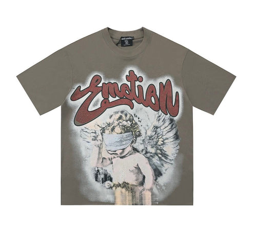 MIXED EMOTION CROPPED BLINDED ANGEL Brown TEE – KITSUNE HYPE DEPT